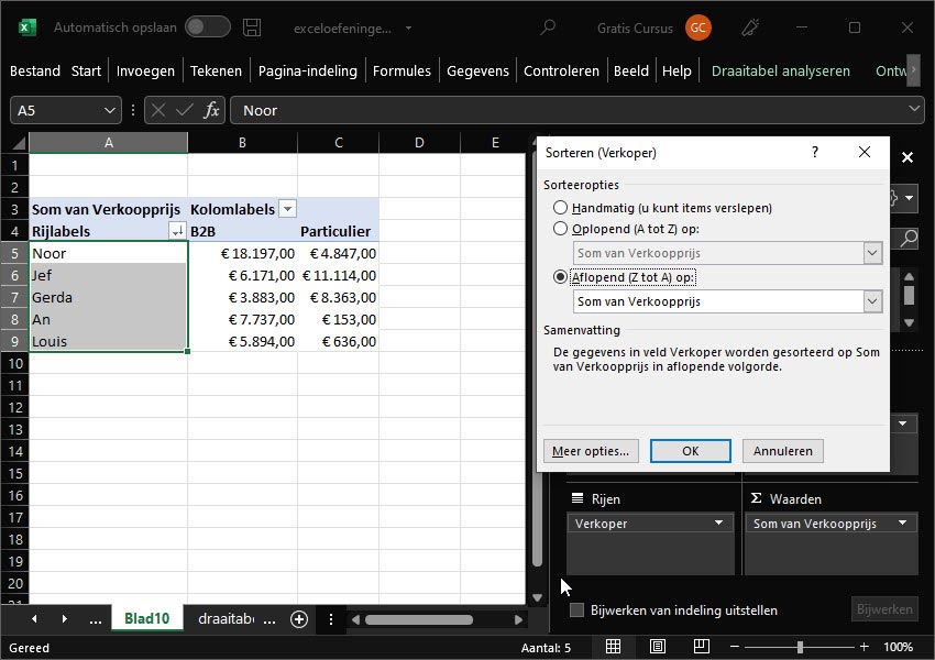 Werken met draaitabellen (25/32) - Handleiding.be